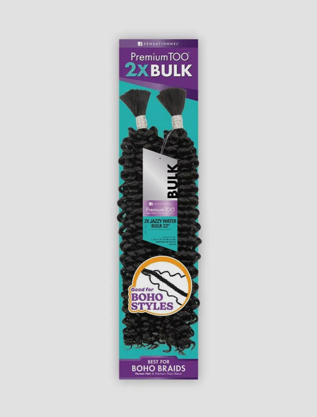 Sensationnel Premium Too Human Hair Blend Bulk Hair 2X Jazzy Water 22 ...